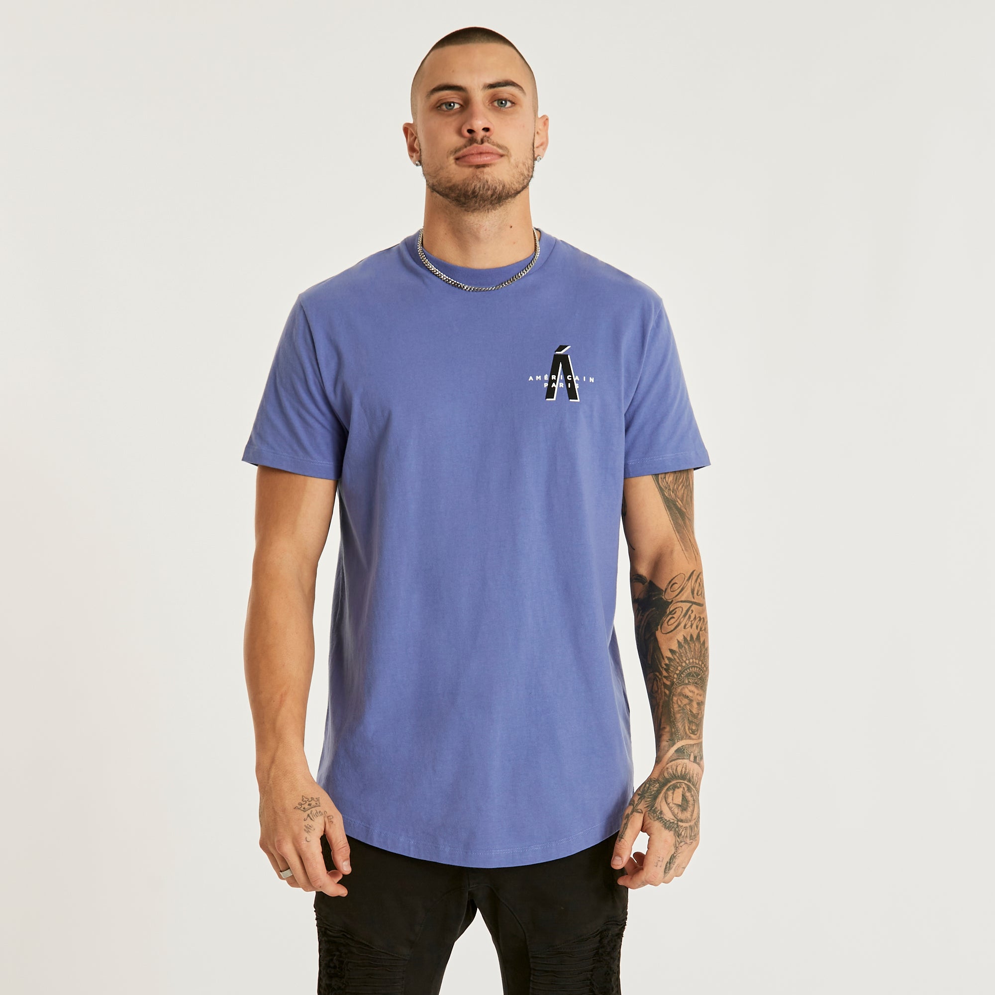 Gardiner Dual Curved T-Shirt Bleached Blue – Americain Paris